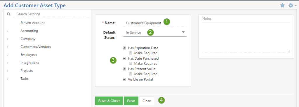 Customer Asset Management | User Documentation | Striven