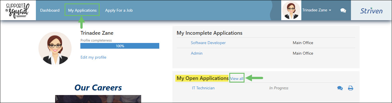 Career Portal | User Docs | Striven